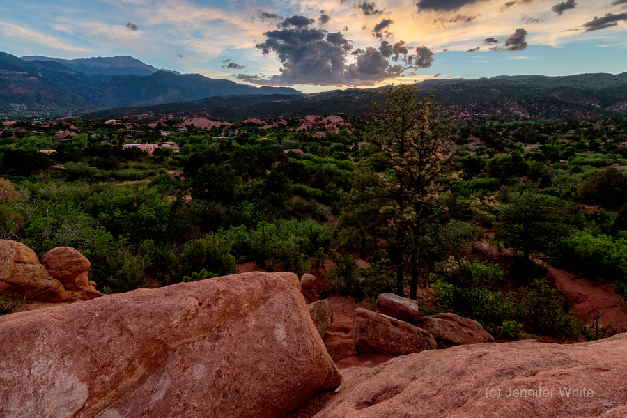 Rock Edge Pikes Peak Sunset by Jennifer White Wall Art