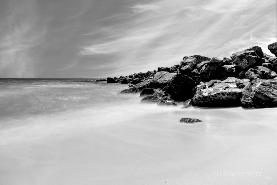 Wave Affects Shell Island Florida Grayscale by Jennifer White Wall Art