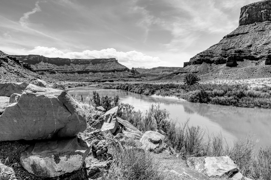 Colorado River In Utah Grayscale by Jennifer White Wall Art