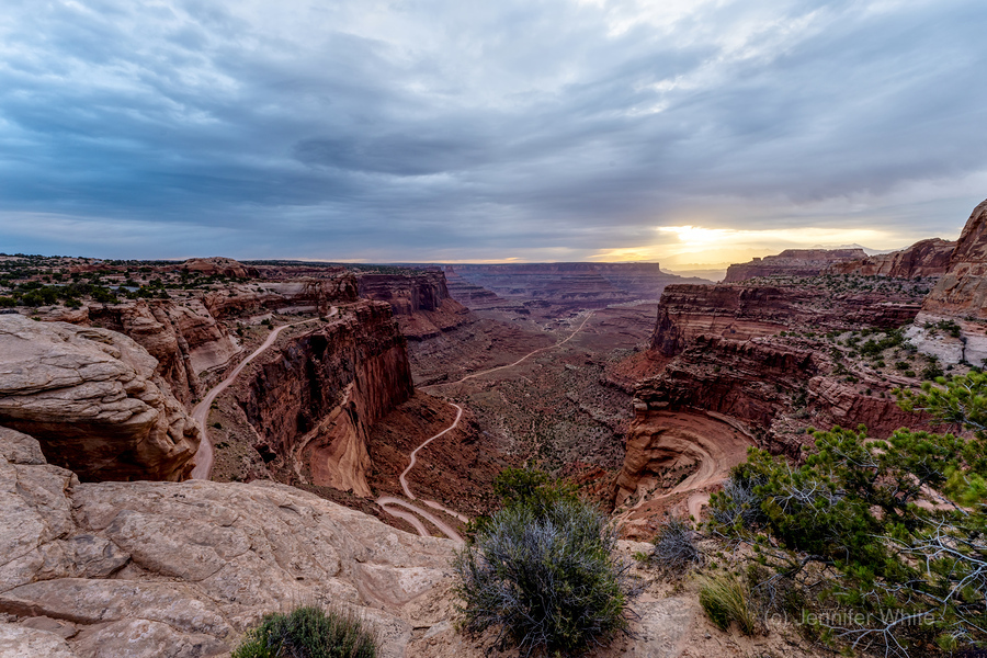 Shafer Trail Viewpoint Ledge Sunrise by Jennifer White Wall Art