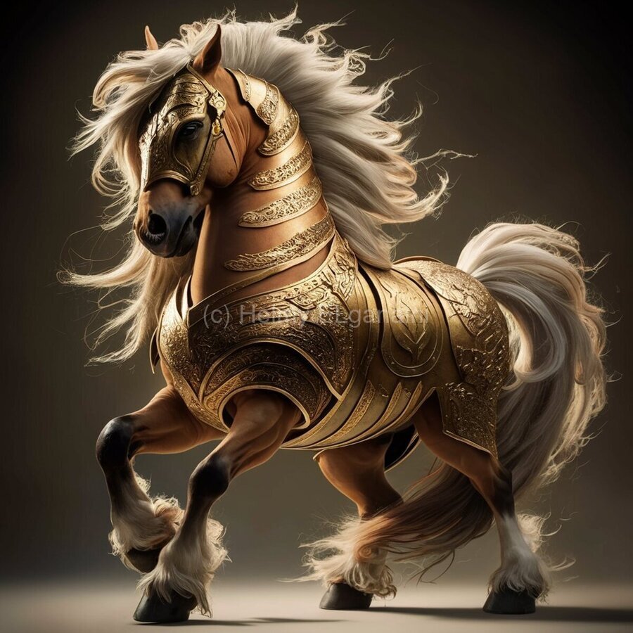 High resolution drawing of a majestic horse with a white mane by Helmy ...