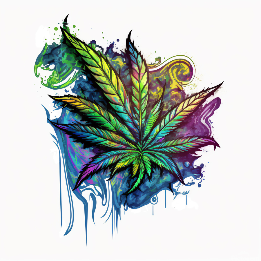 colourful weed leaf