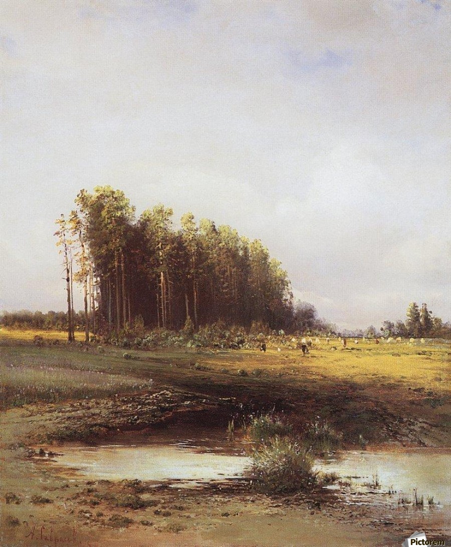 Landscape with trees by Alexandre Calame Wall Art