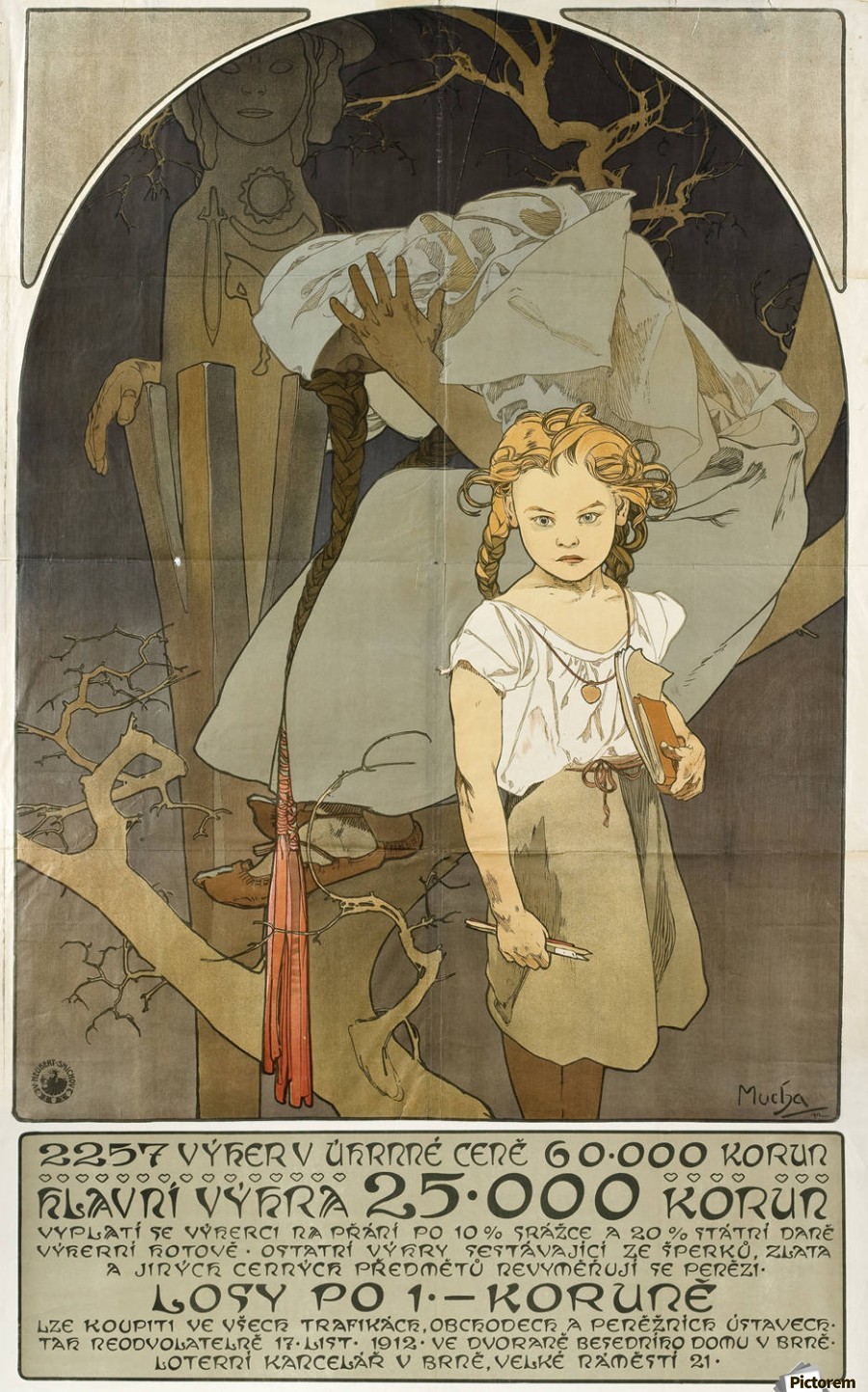 1912 Poster for Lottery of National Unity by Alphonse Mucha Wall Art
