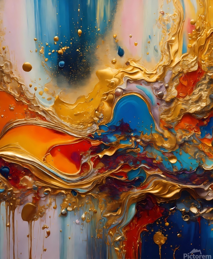 Colorful abstract painting oil and water complex by AISSA75 Wall Art