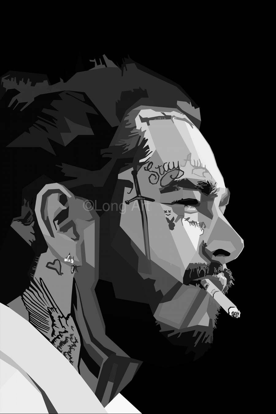 Post Malone rapper by Long Art Wall Art