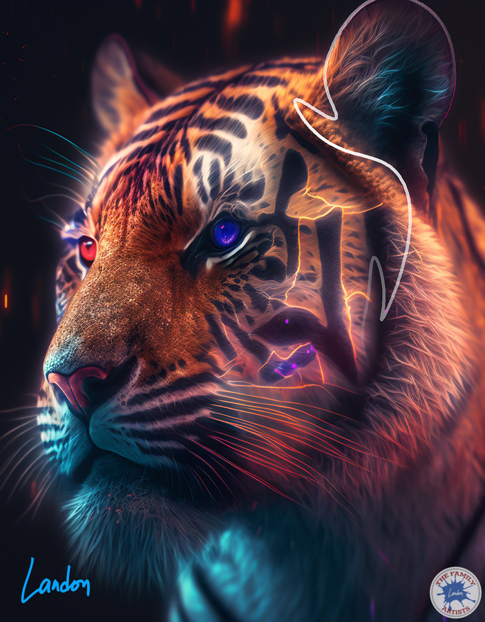 Hyper realistic Tiger by Landon Wall Art