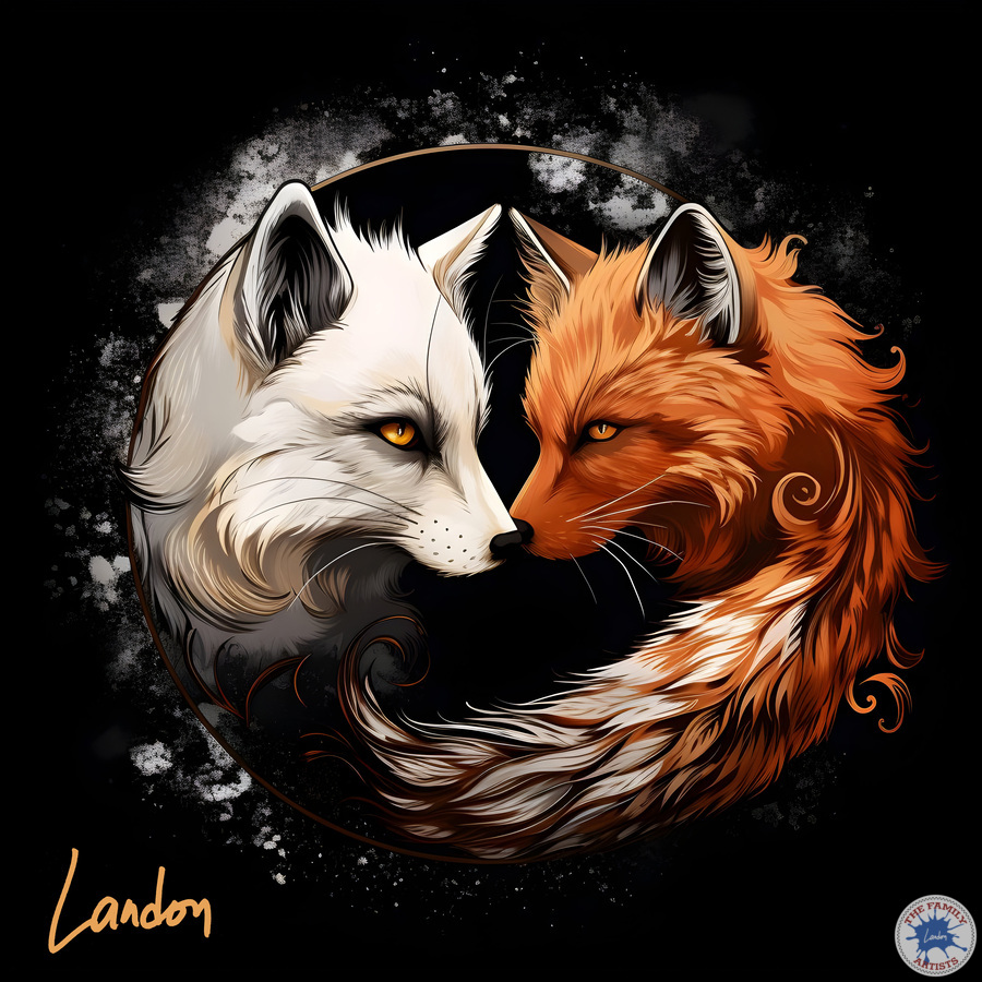 yin yang foxes 3 by Landon Wall Art