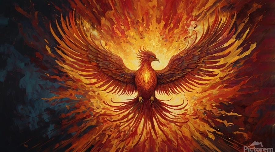 Blazing Phoenix: Rebirth of Fire Wall Art by Printing Zone Wall Art