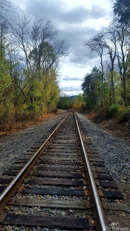 Railroad Tracks Vertical by Bethany s Wanderlust Photography Wall Art
