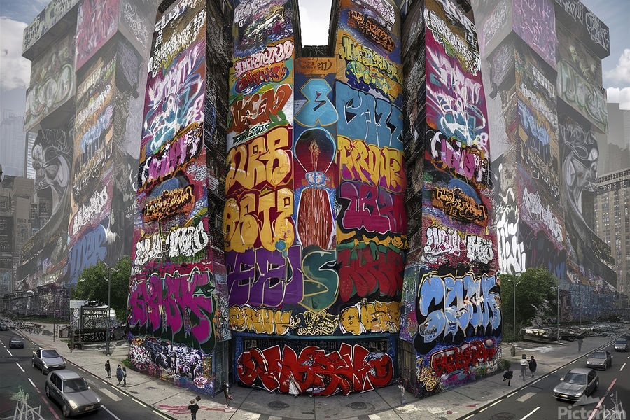 grafitti city building by Valentin Catargiu Wall Art