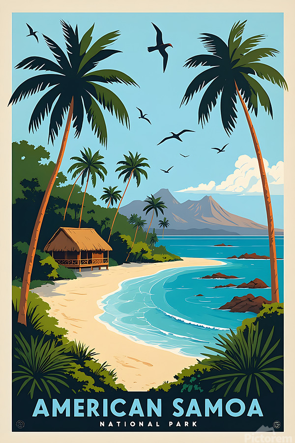 American Samoa National Park vintage travel poster 1 by Artgoos Wall Art
