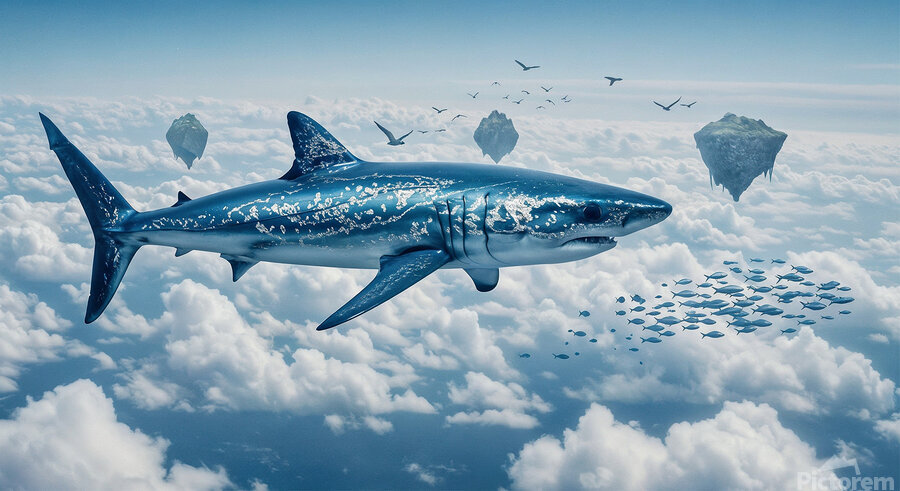 Blue Mako Sky Shark by Del Elle Wall Art
