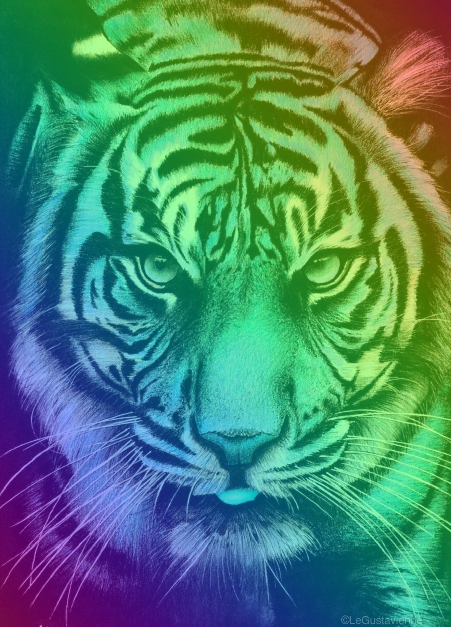 Rainbow Tiger by LeGustavienne Wall Art