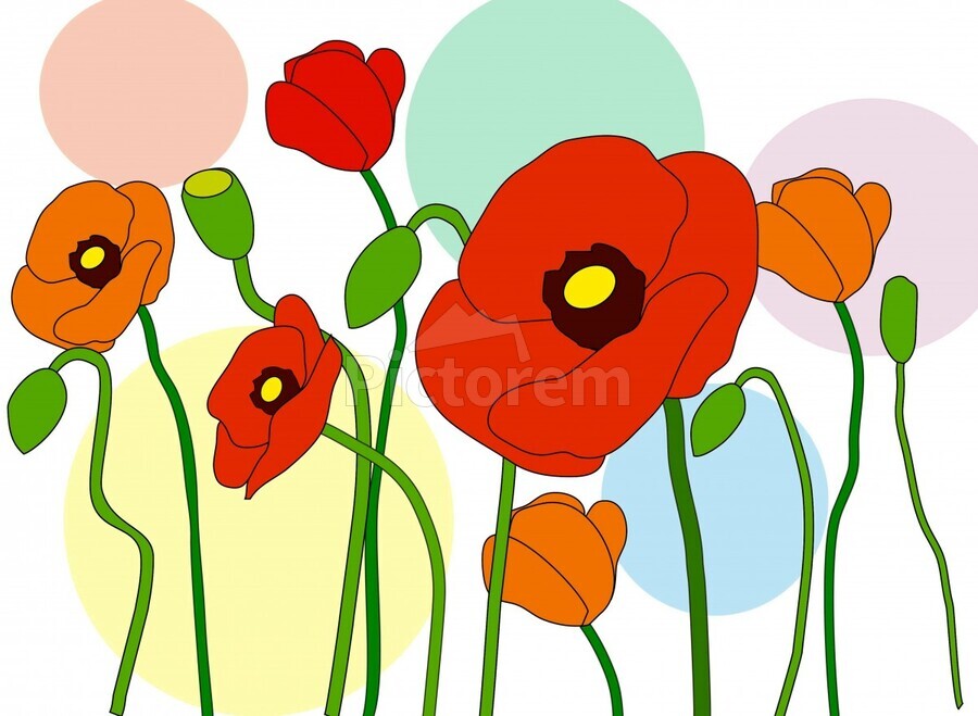 Red And Orange Poppy Flowers by One Simple Gallery Wall Art