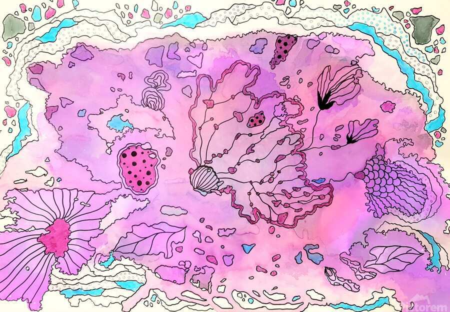 ArtProgram - Abstract underwater plants pink - alcohol ink paints by ...