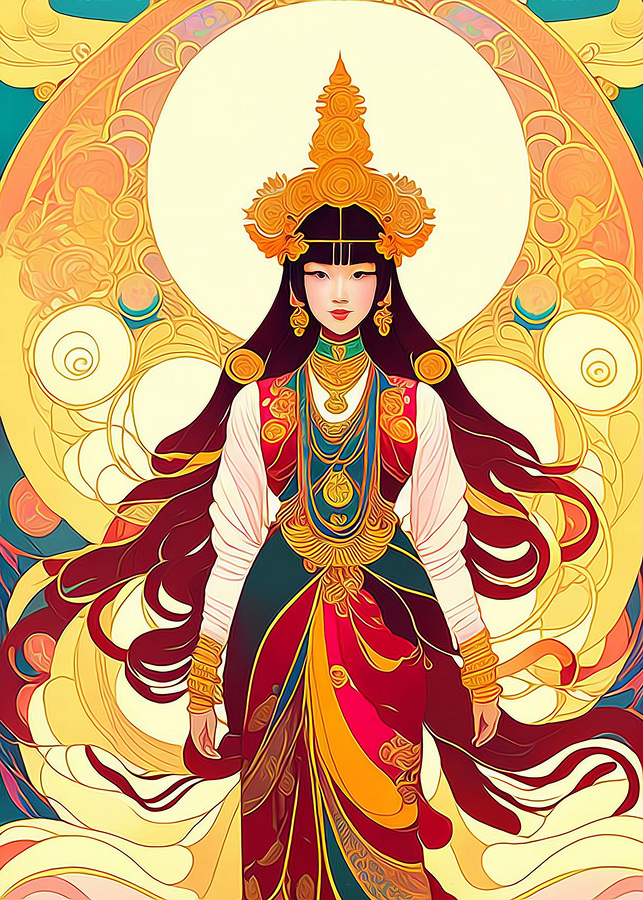 Uzume the goddess of joy by Samurai Klimt Wall Art