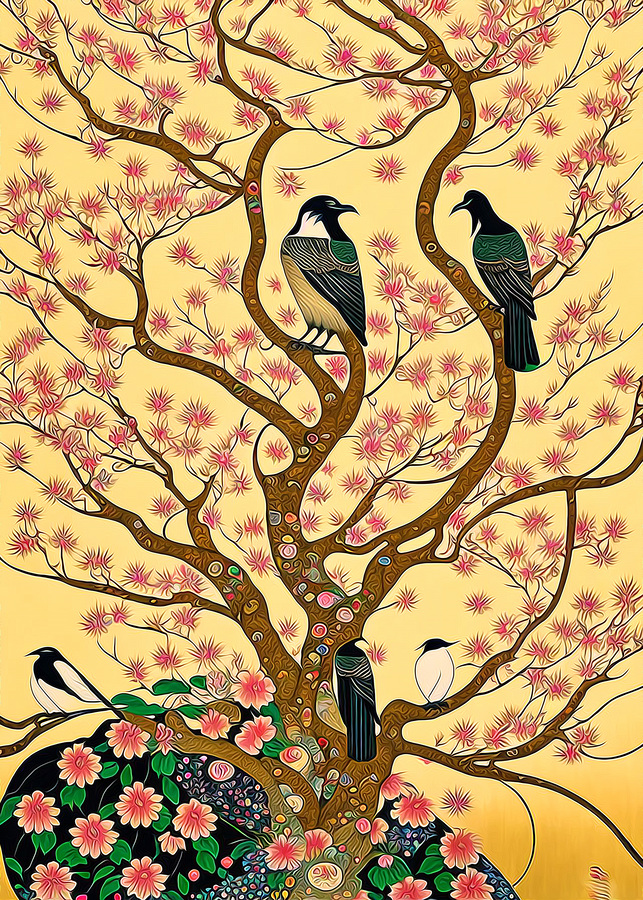 Yatagarasu the Three Legged Crow by Samurai Klimt Wall Art