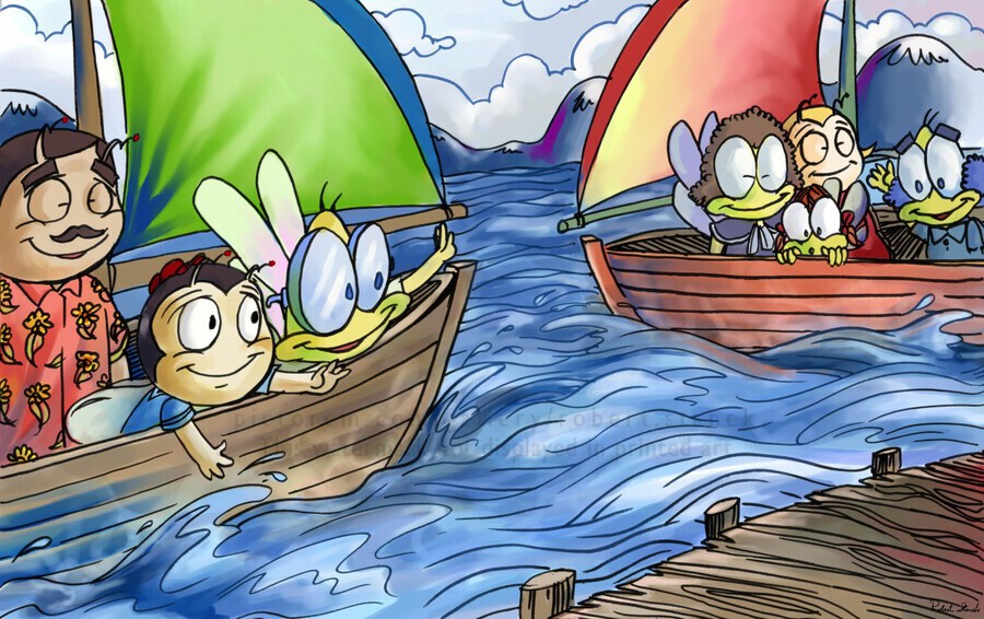 A Dream of Summer - Boats - Bugville Critters by Robert Stanek Wall Art