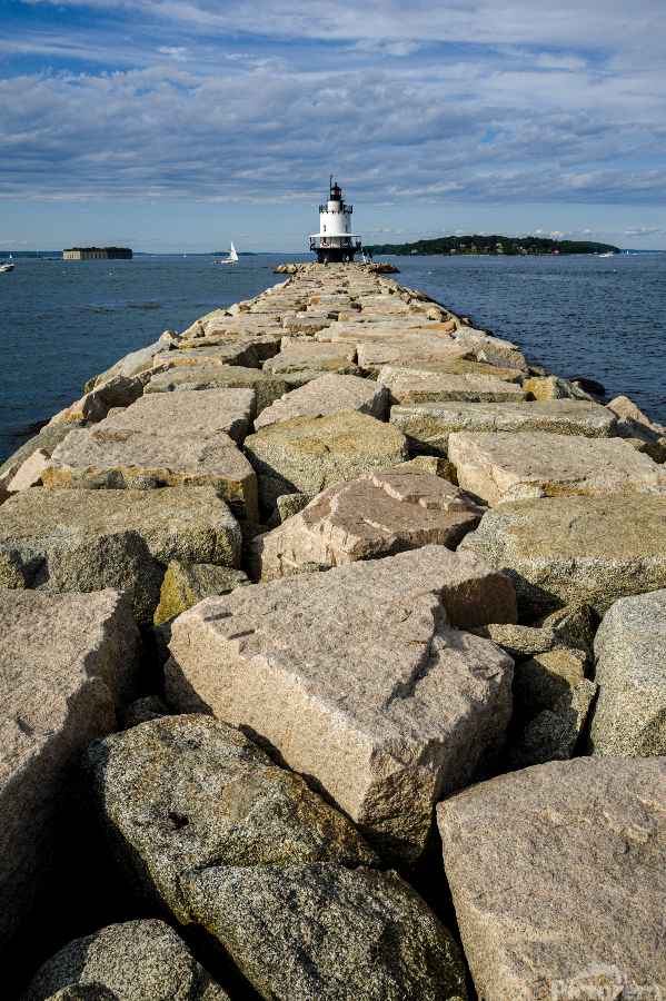 Spring Point Ledge Light at End of 900-Foot Breakwater in Maine by ...