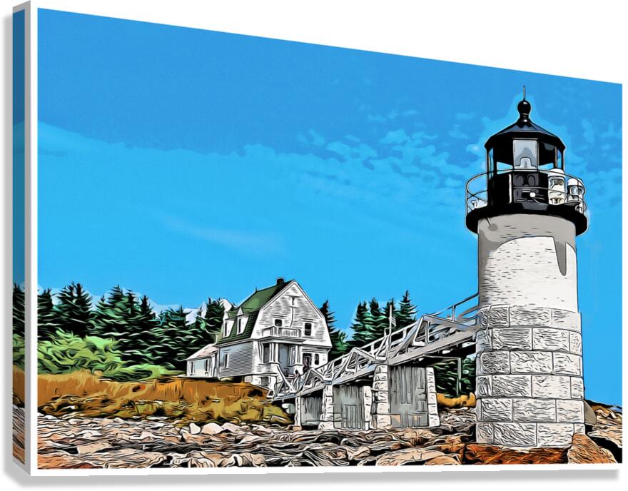Marshall Point Light with Keepers Museum in Midcoast Maine - Illus. by ...