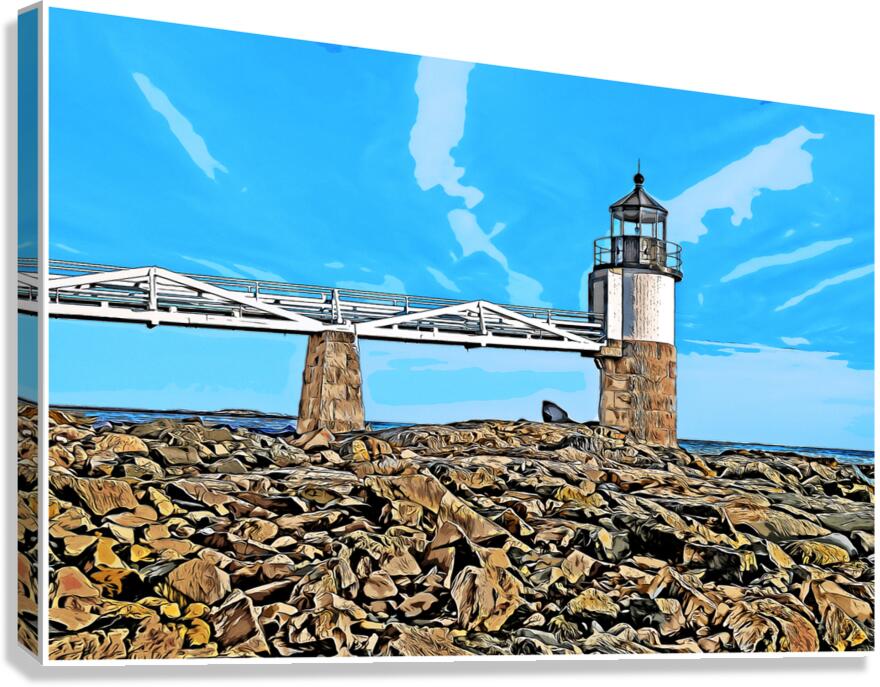 Marshall Point Lighthouse Tower at Low Tide in Maine - Illus. by Allan ...