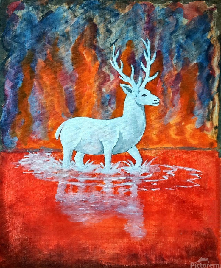 The Magical White Deer by KISHORE BISHOI Wall Art