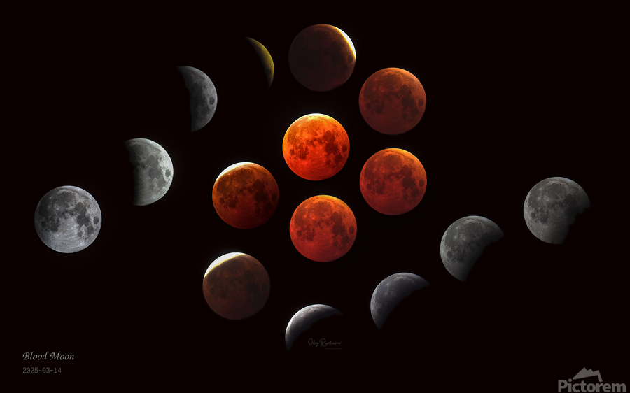 Blood Moon Full Lunar Eclipse - March 14th 2025 by Oleg Rumiancev Wall Art
