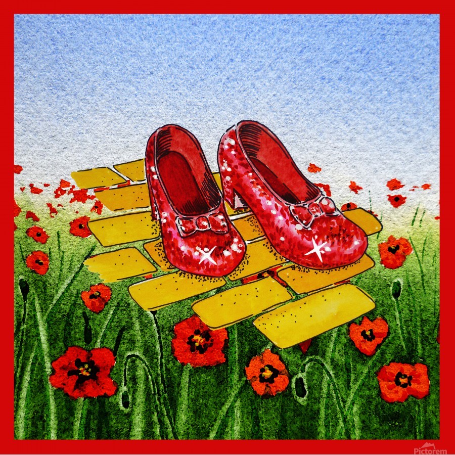 Ruby Slippers Yellow Brick Road Red Poppies Field by Irina Sztukowski ...