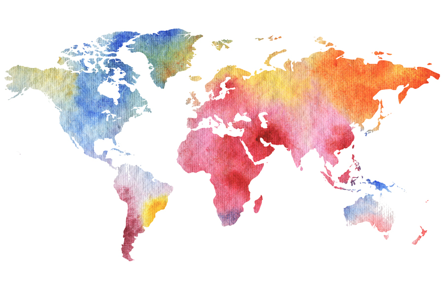 Our Watercolor Full World Map Painting by Irina Sztukowski Wall Art