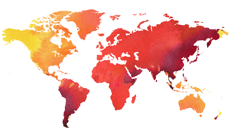 Yellow Red Splash World Map Painting Artist by Irina Sztukowski Wall Art