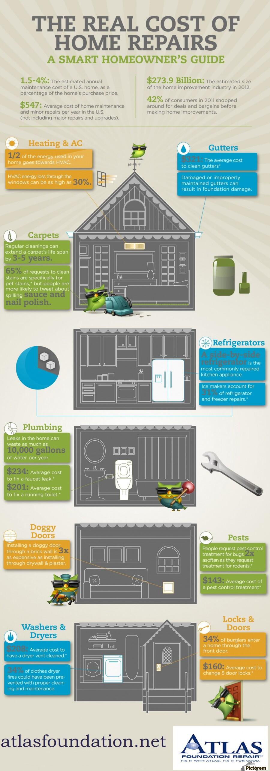 Infographic- Real cost of Home repairs by Maria Lena Wall Art