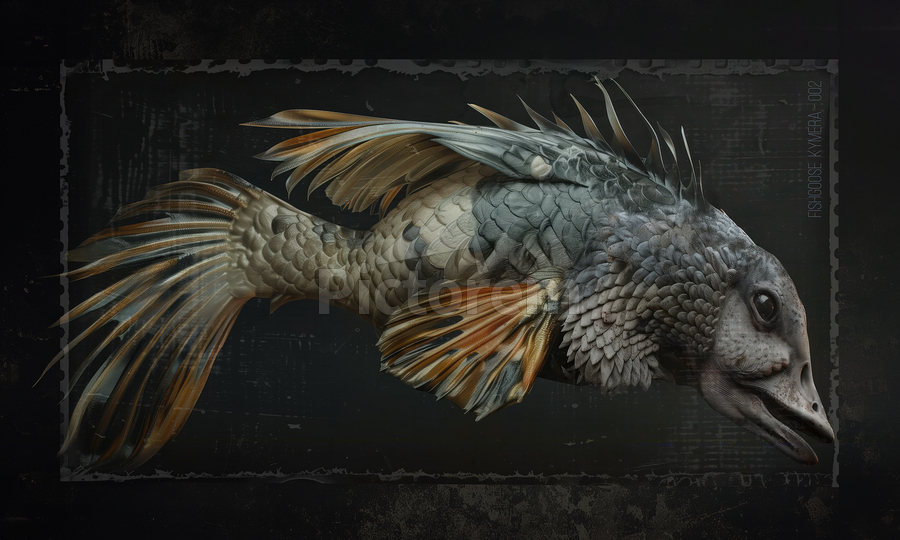 Chimera animal half-fish half-goose by iRT Wall Art