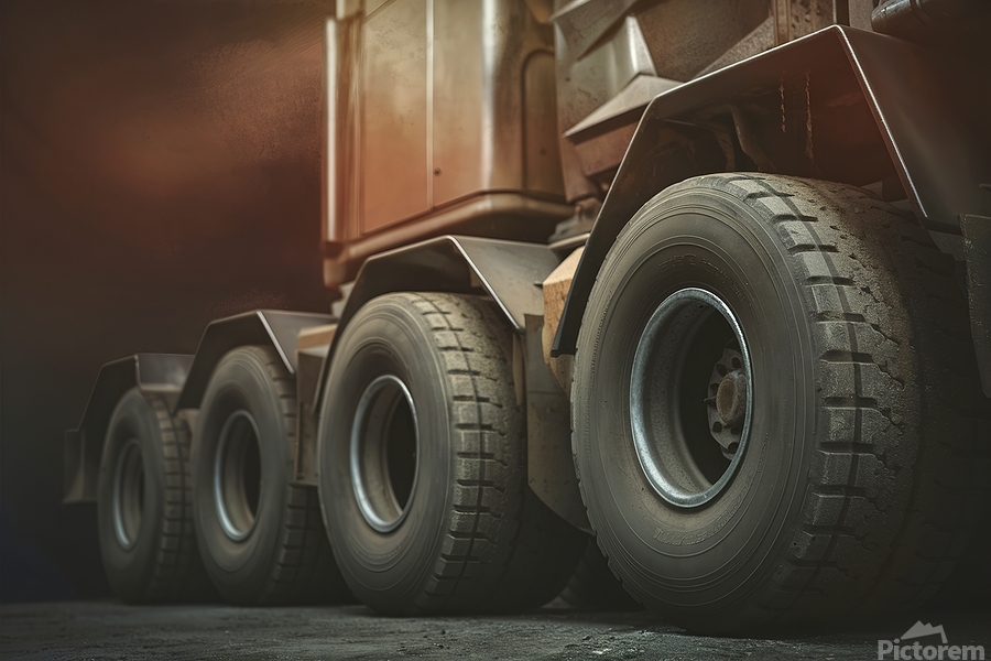 Heavy Duty Semi Truck Wheels Closeup by Marius Tomus Wall Art