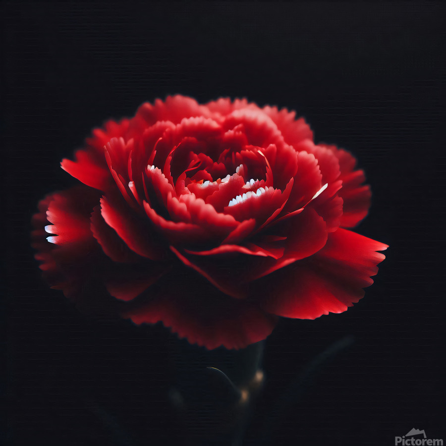 one Carnation in full black background by Nature s Child Wall Art