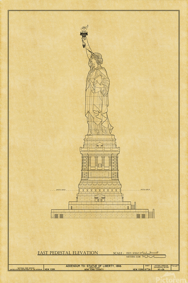Statue of Liberty Blueprint 4 by Andrew Ohms Wall Art