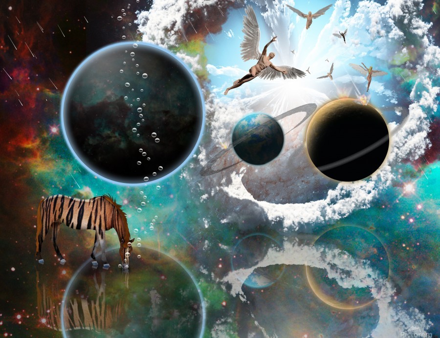 Religious planetary surrealism by Bruce Rolff Wall Art