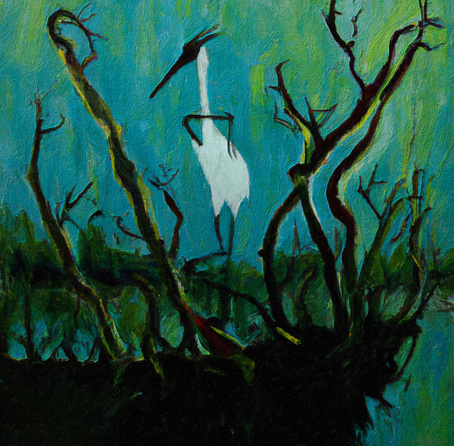 Crane in the Mangroves III by aiddia Wall Art