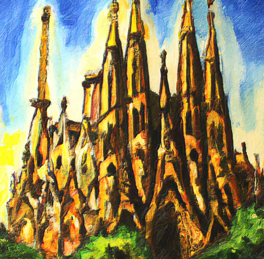 La Sagrada de Familia at Sunrise by aiddia Wall Art