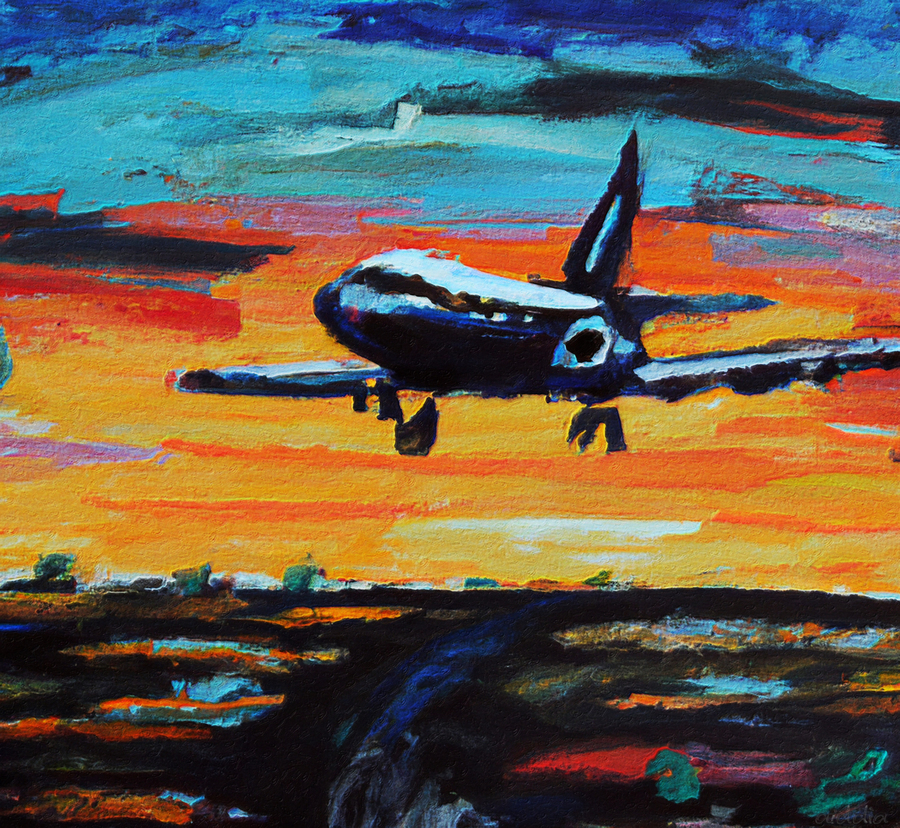 Landing at Sunset II by aiddia Wall Art