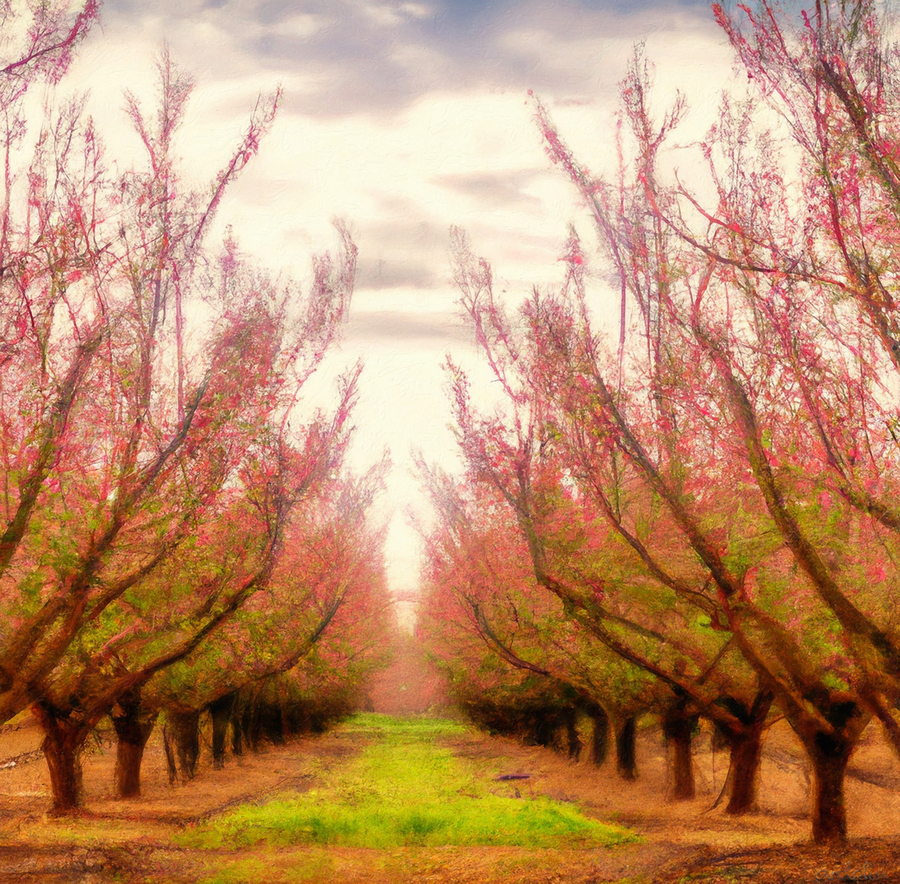 Peach Tree Grove by aiddia Wall Art