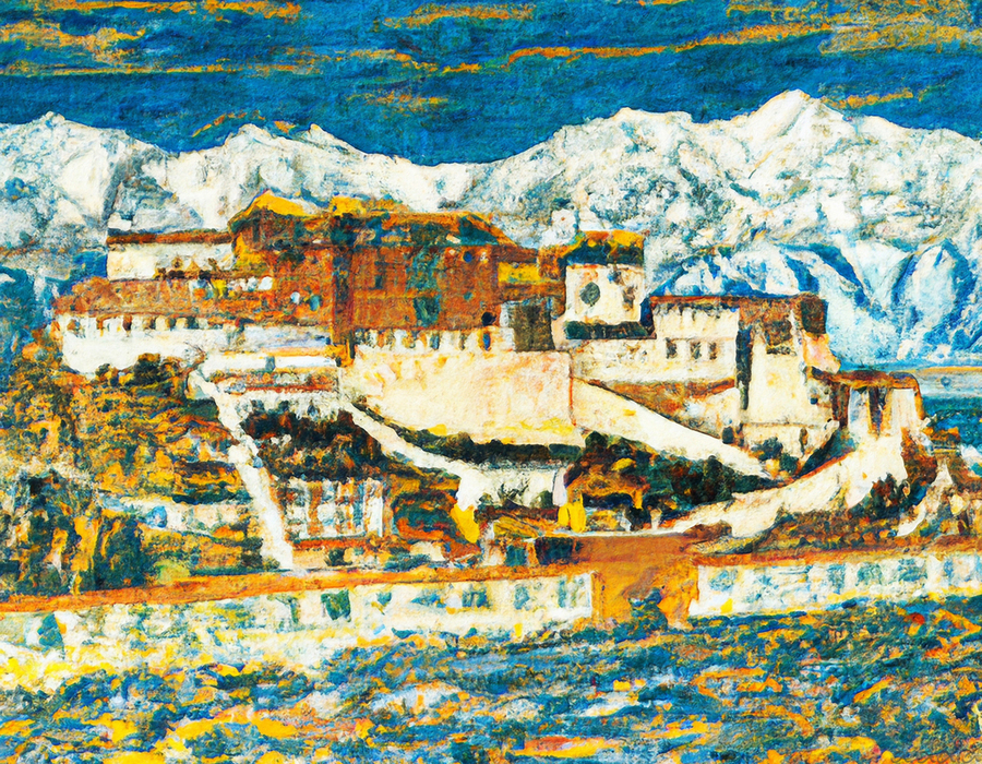 Potala Palace in the Mountains by aiddia Wall Art