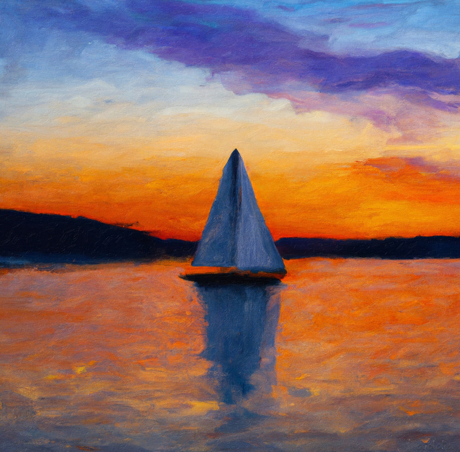 Sailboat on Deer Lake by aiddia Wall Art