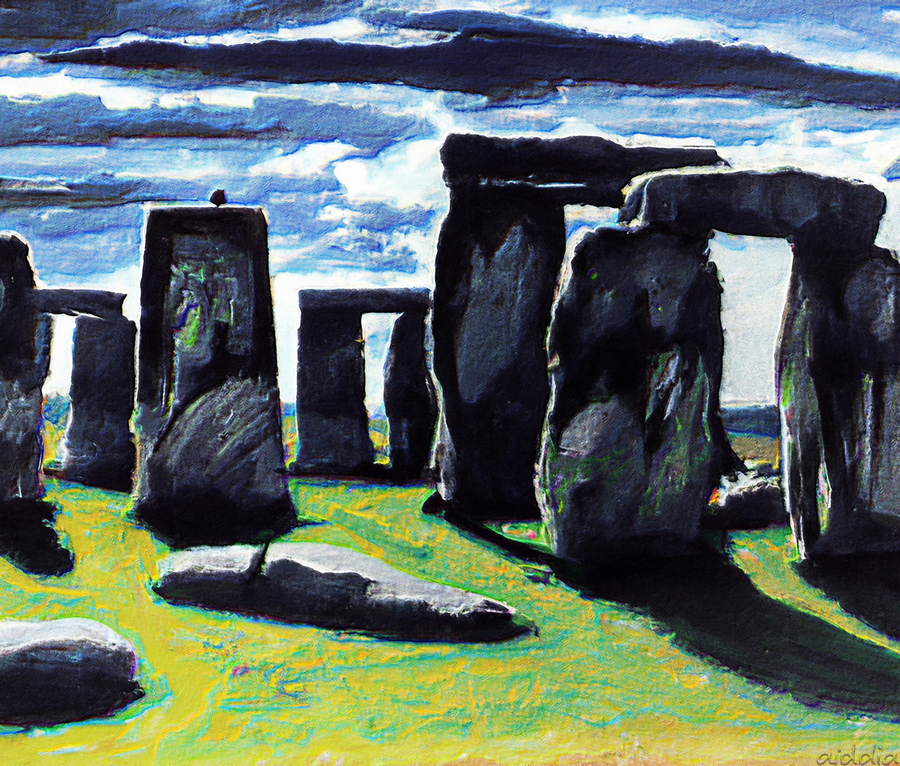 Shadows at Stonehenge by aiddia Wall Art