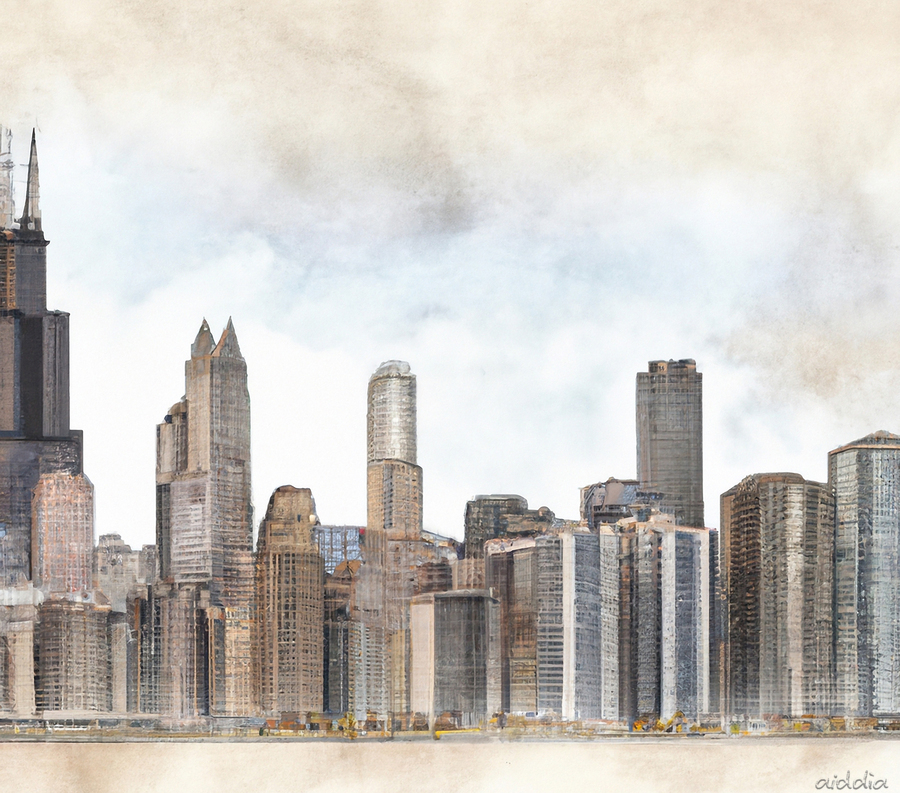 Skyline of Chicago III by aiddia Wall Art