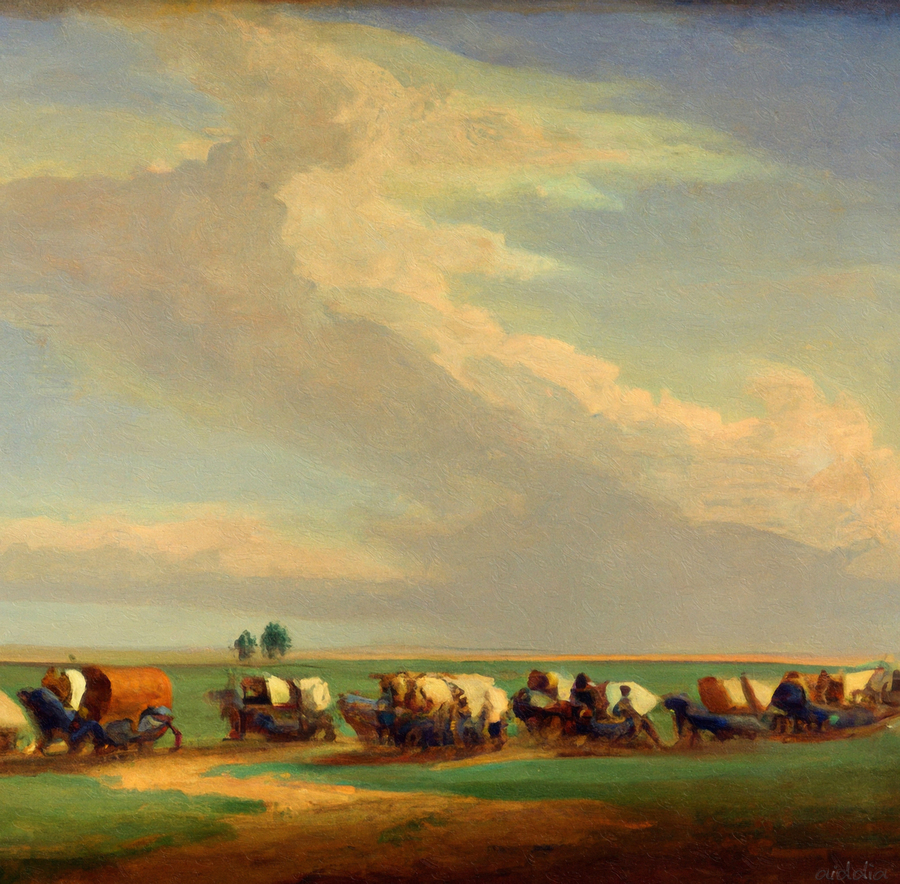 Wagon Train Across a Prairie II by aiddia Wall Art