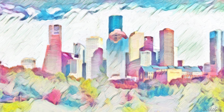 Houston Skyline Present by aiddia Wall Art