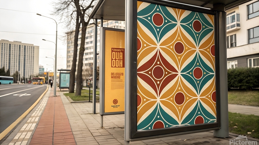 a retro mid century modern poster featuring bold by ROD LANORT Wall Art