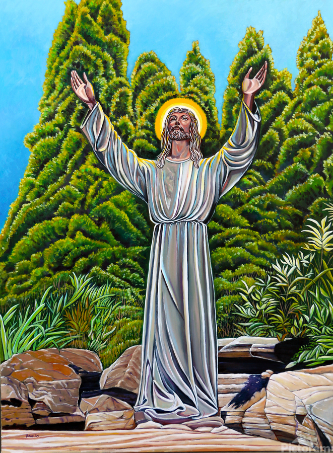 Jesus Praying on Rocks by Rick Bayers Wall Art