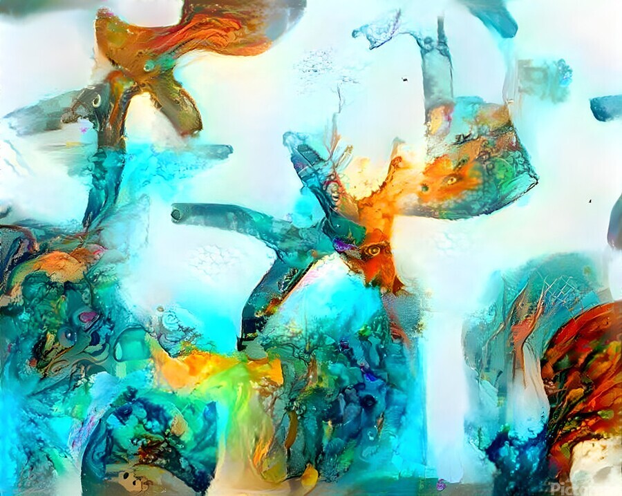 colour explosion stick men by Luciano Wall Art